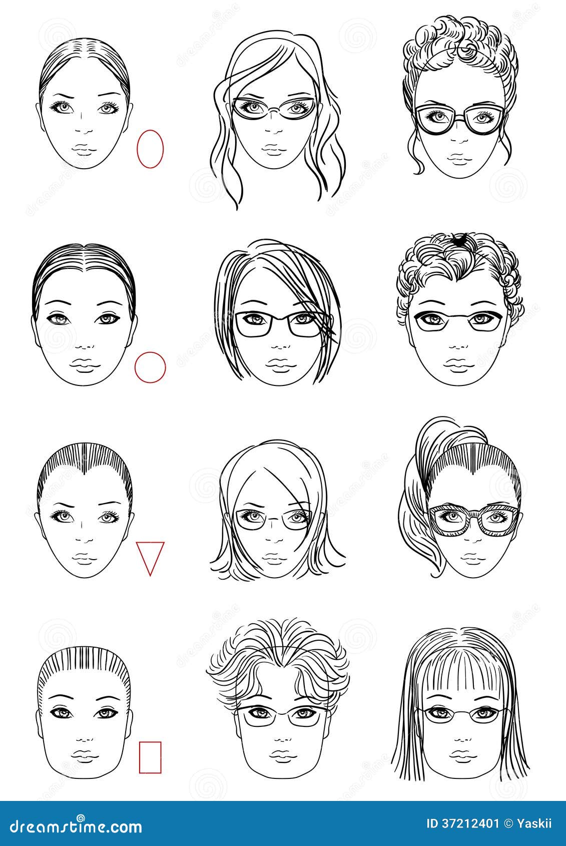 Tipos de forma de la cara ilustración del vector. Ilustración de ...