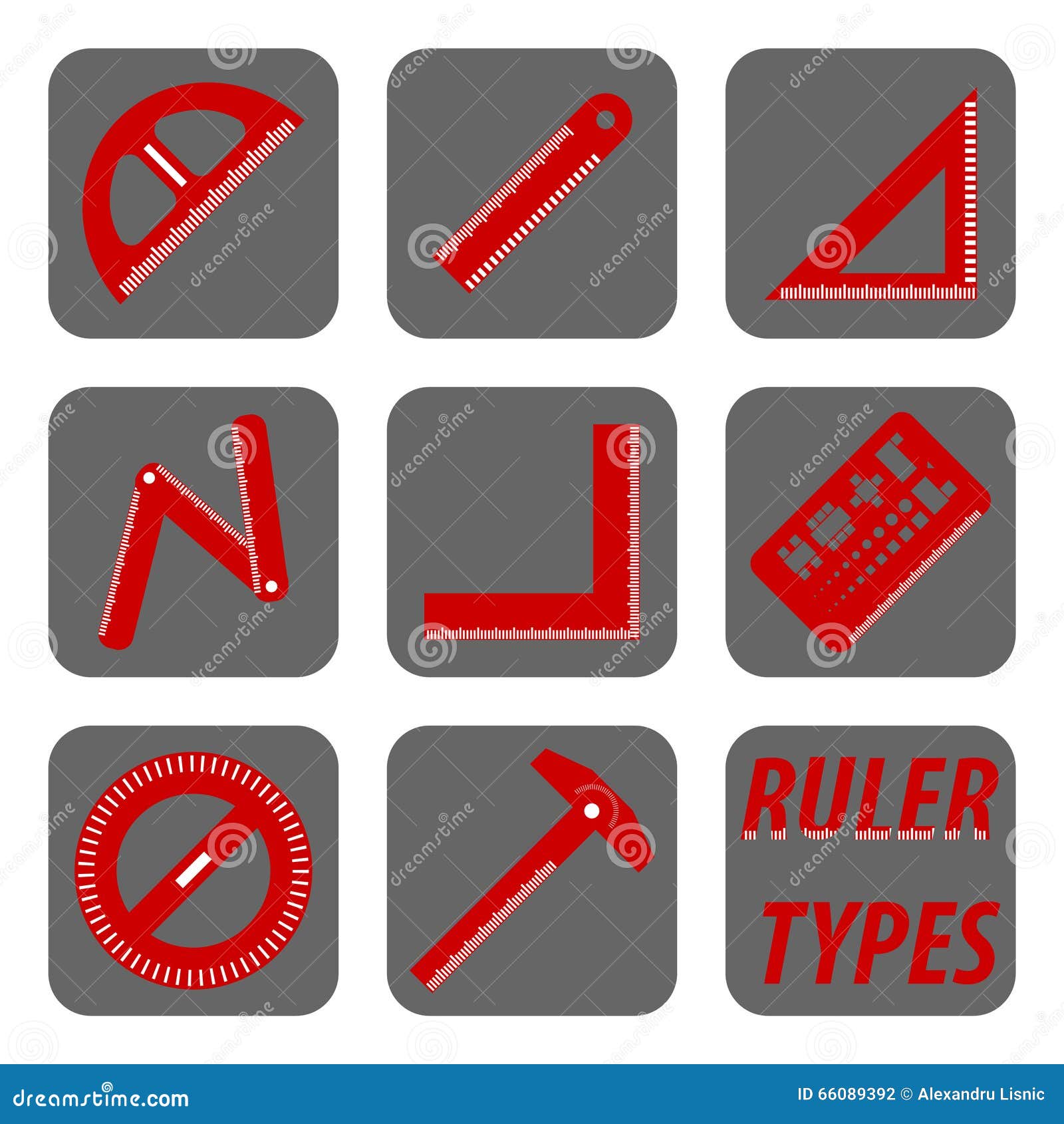 Tipos de la regla fijados ilustración del vector. Ilustración de ...