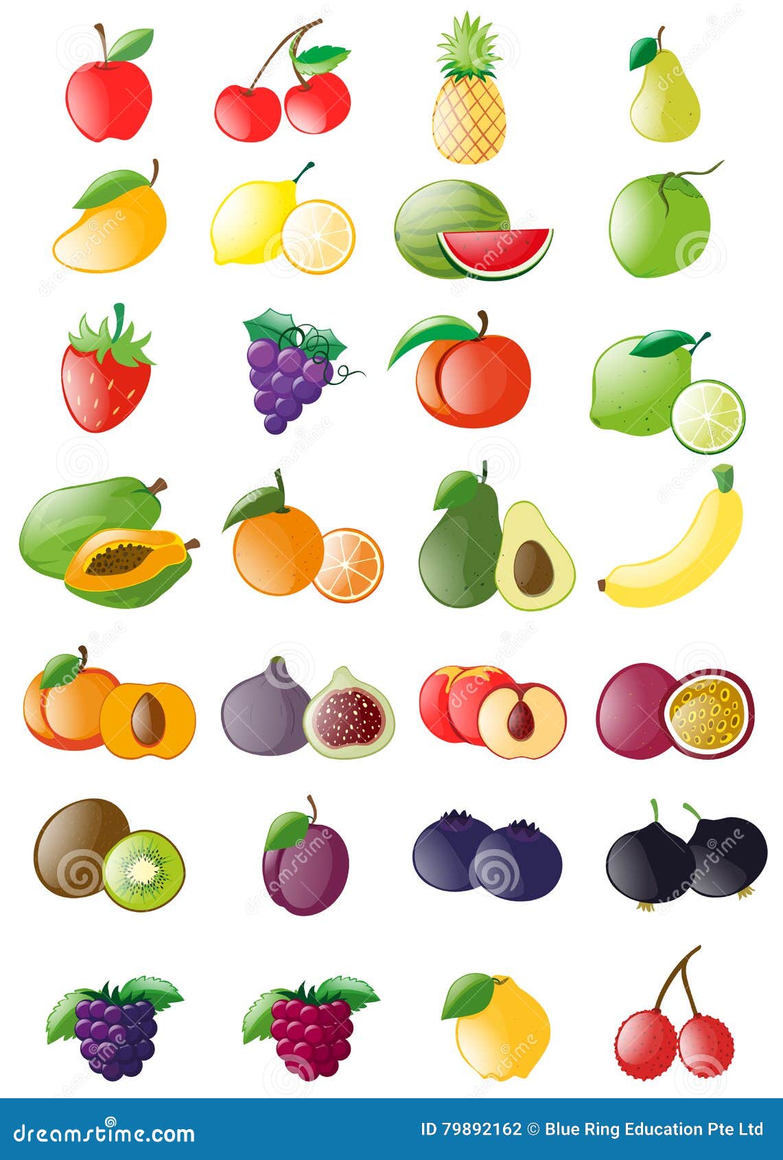 Tipos Diferentes De Frutos Frescos Ilustração do Vetor - Ilustração de ...