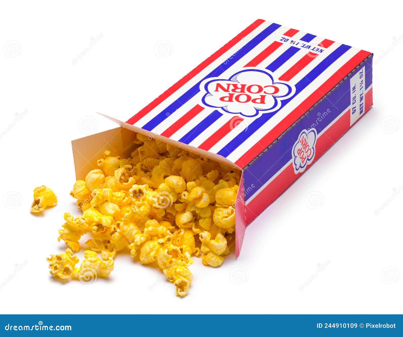 Tipped Box of Popcorn stock image. Image of crunchy - 244910109