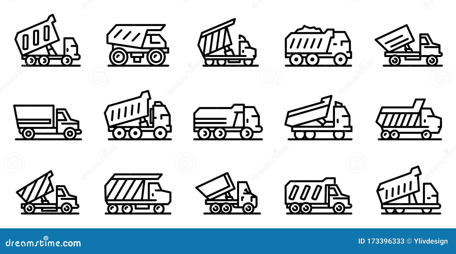 Tipper Icons Set, Outline Style Stock Vector - Illustration of cargo ...