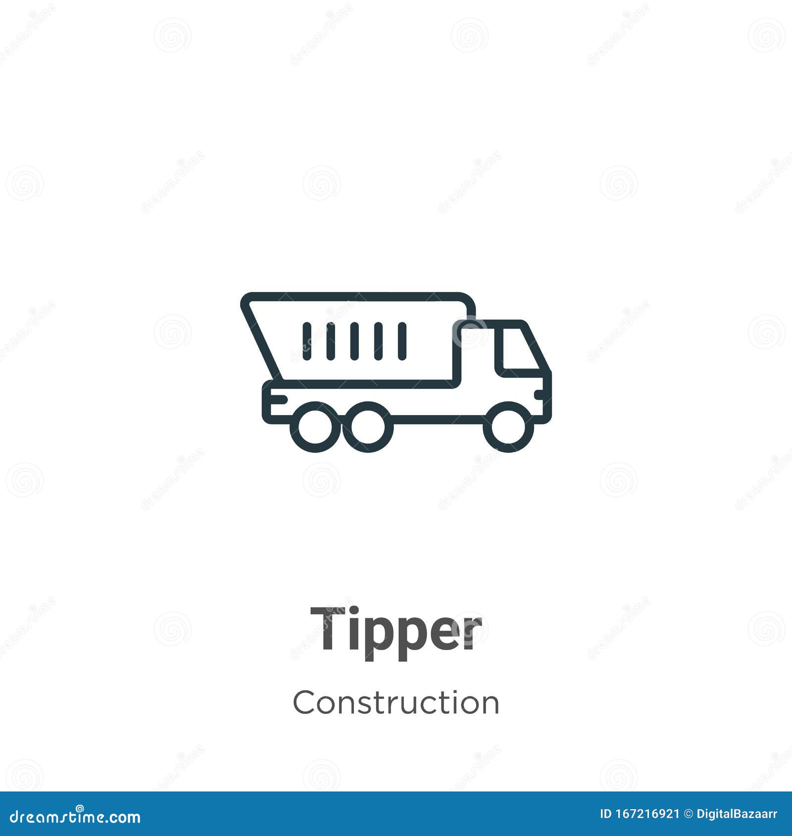 Tipper Outline Vector Icon. Thin Line Black Tipper Icon, Flat Vector ...