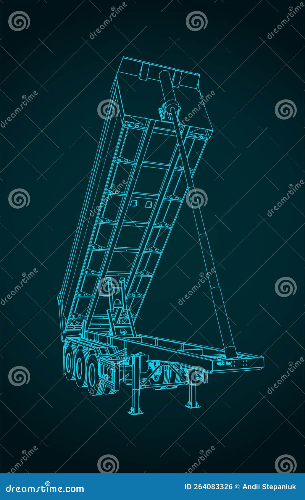 Tipper Semi Trailer Drawing Stock Vector - Illustration of commercial ...
