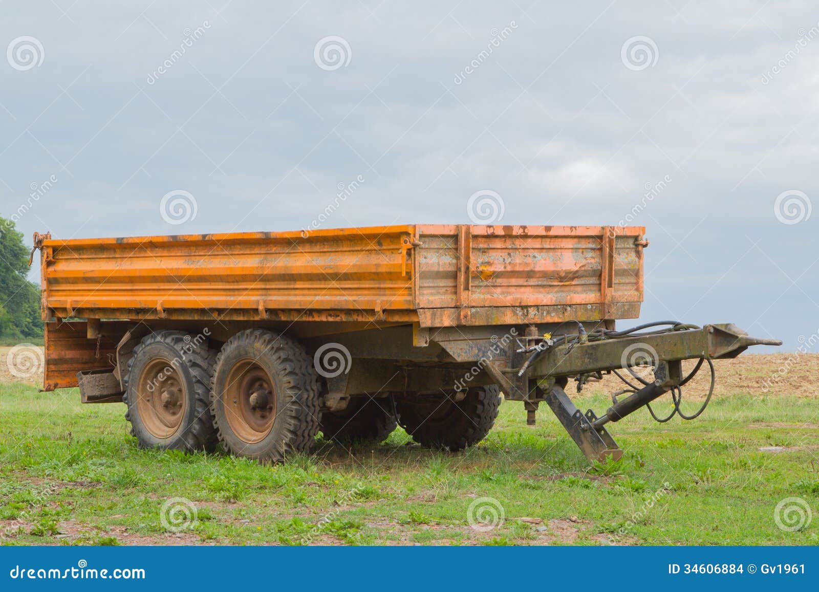 Tipper for tractor stock photo. Image of goods, blue - 34606884