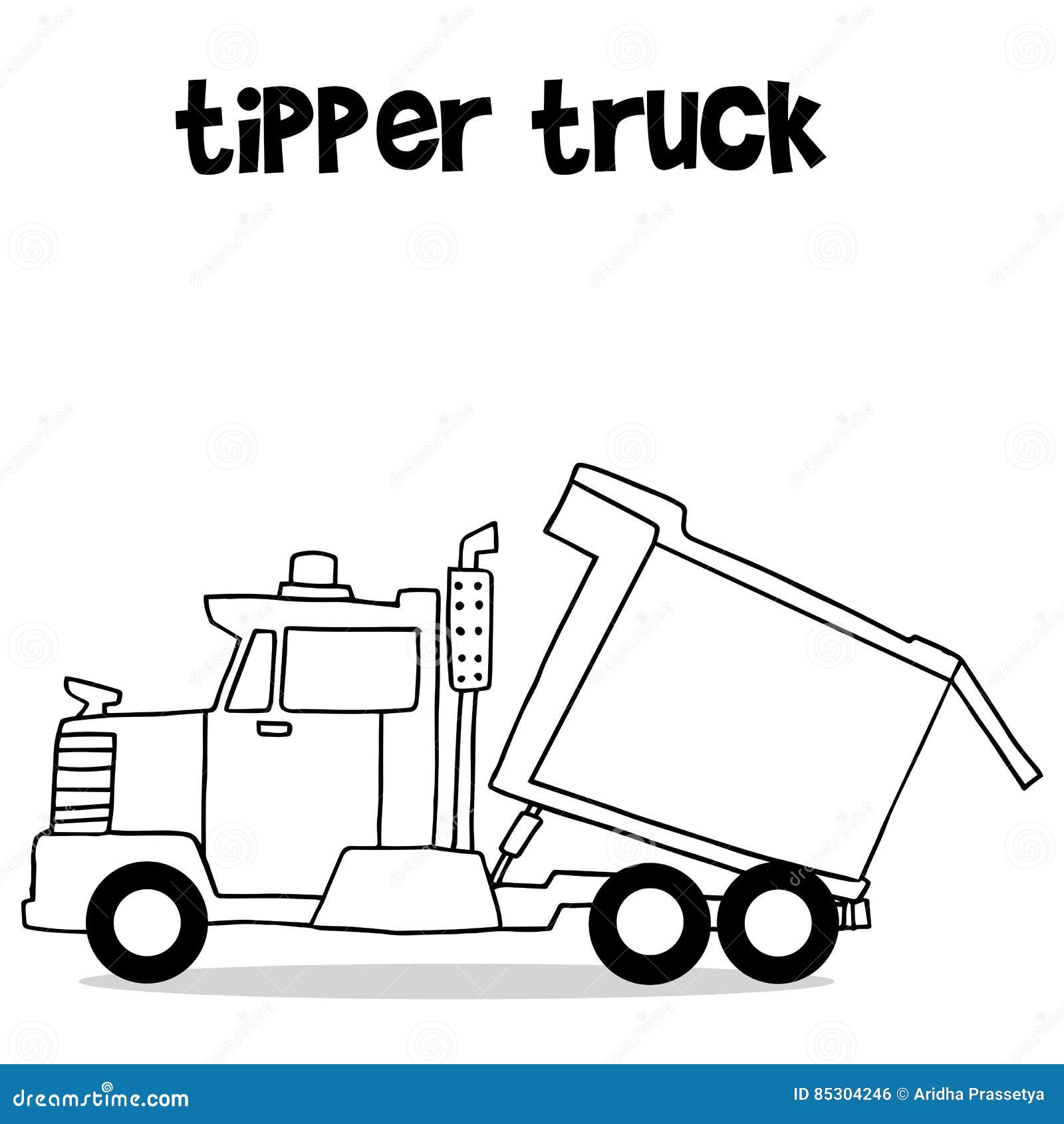 Tipper Truck with Hand Draw Stock Vector - Illustration of children ...
