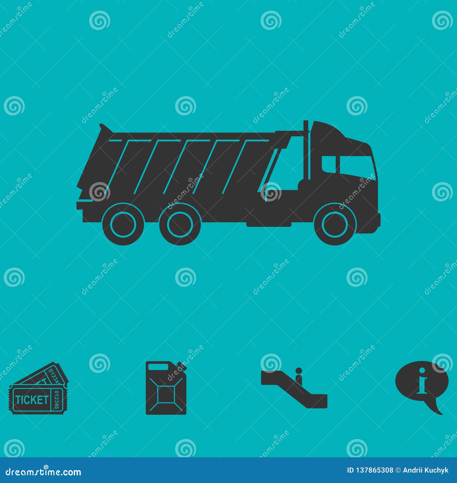 Tipper truck icon flat stock vector. Illustration of auto - 137865308