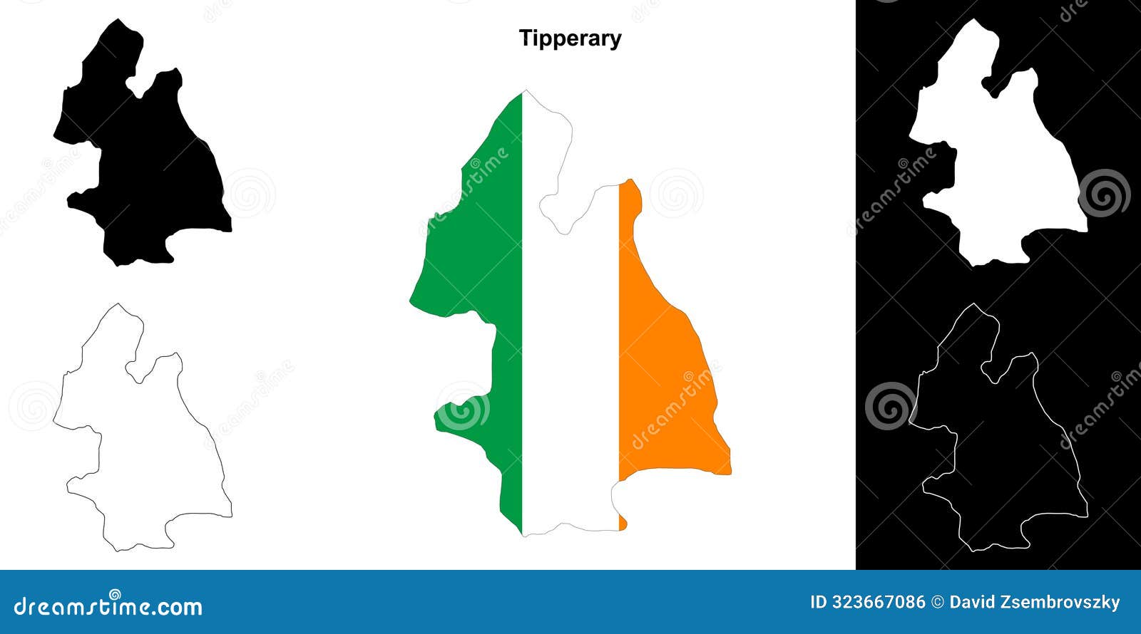 Tipperary outline map stock vector. Illustration of silhouette - 323667086