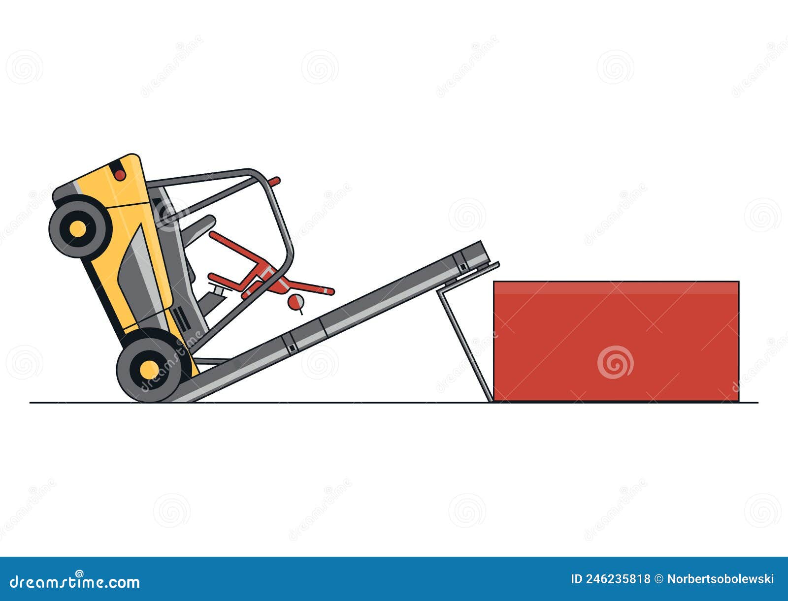 Forklift Accident. Fork Lift Truck Hitting Barrel Of Hydraulic Or ...