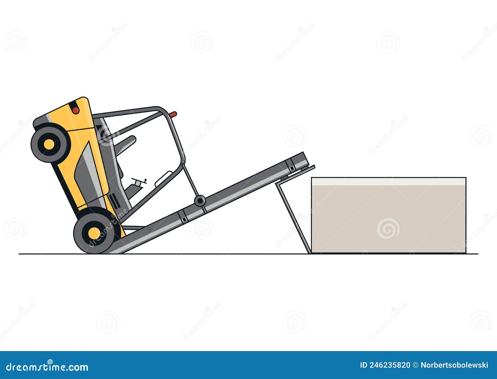 Forklift Accident. Fork Lift Truck Hitting Barrel Of Hydraulic Or ...
