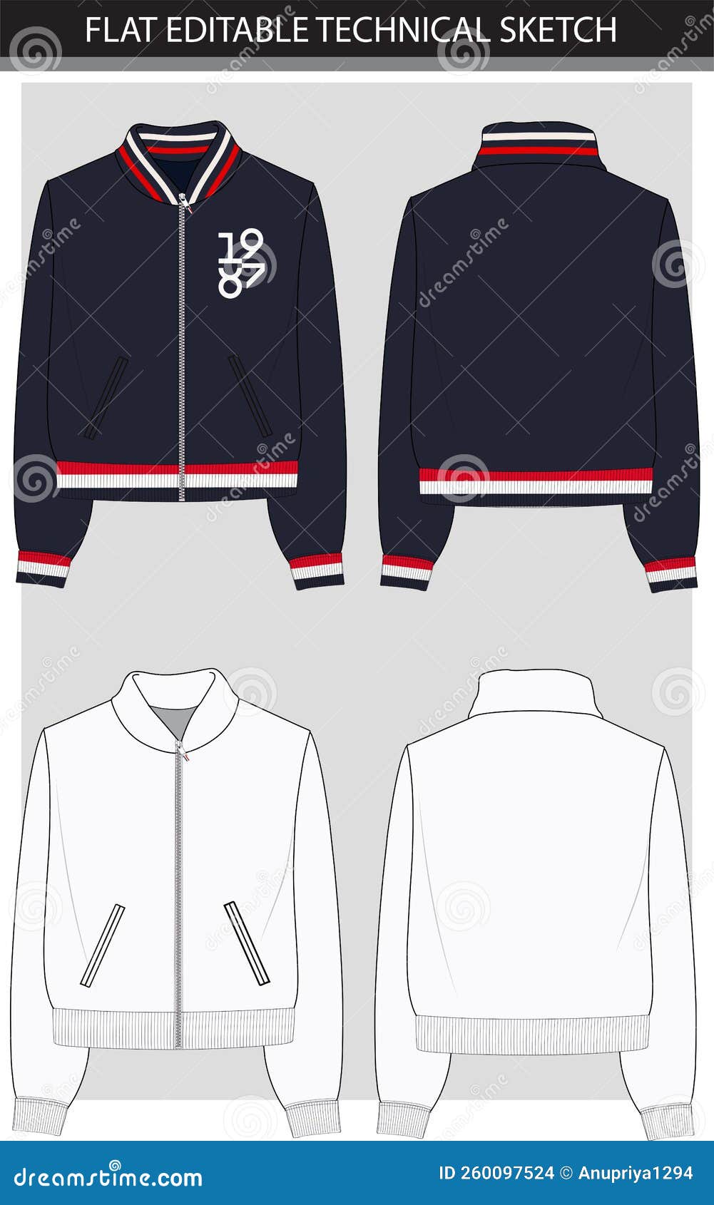 Tipping Jacket Flat Sketch Vector File Stock Vector - Illustration of ...