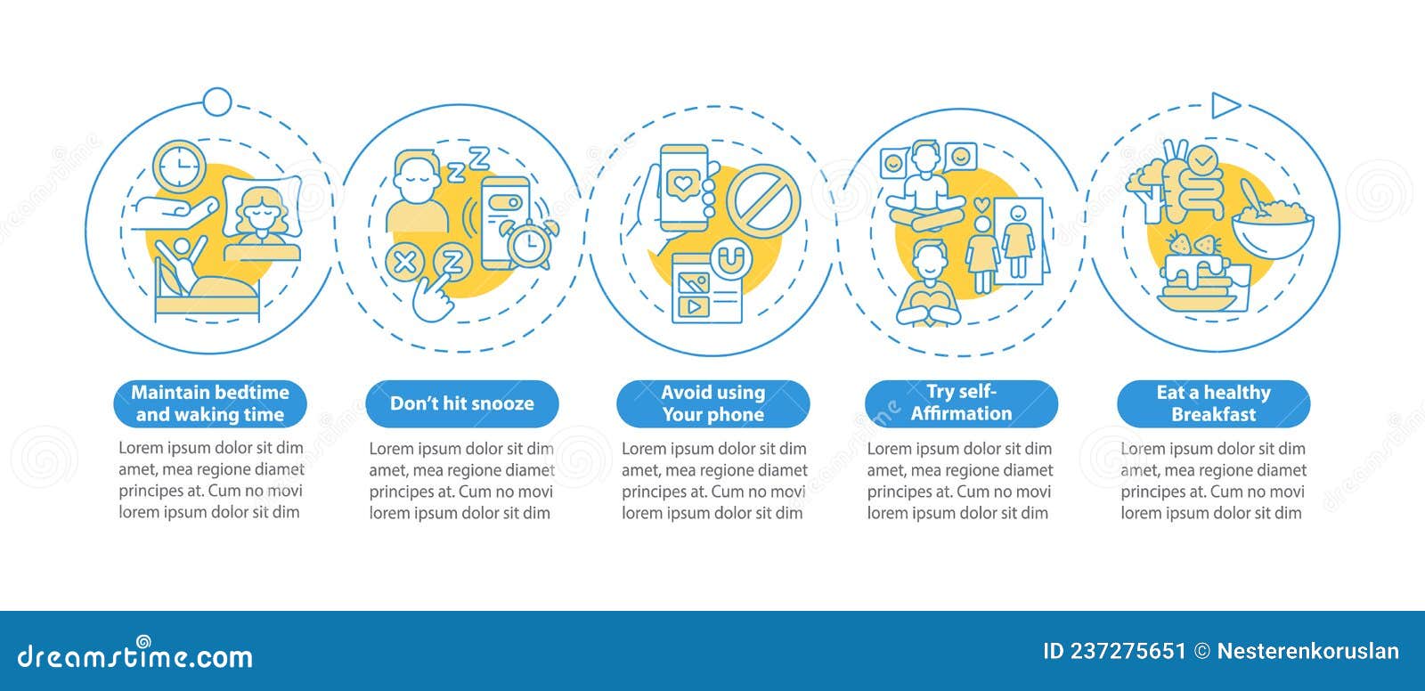 Tips for Building Morning Routine Circle Infographic Template Stock ...