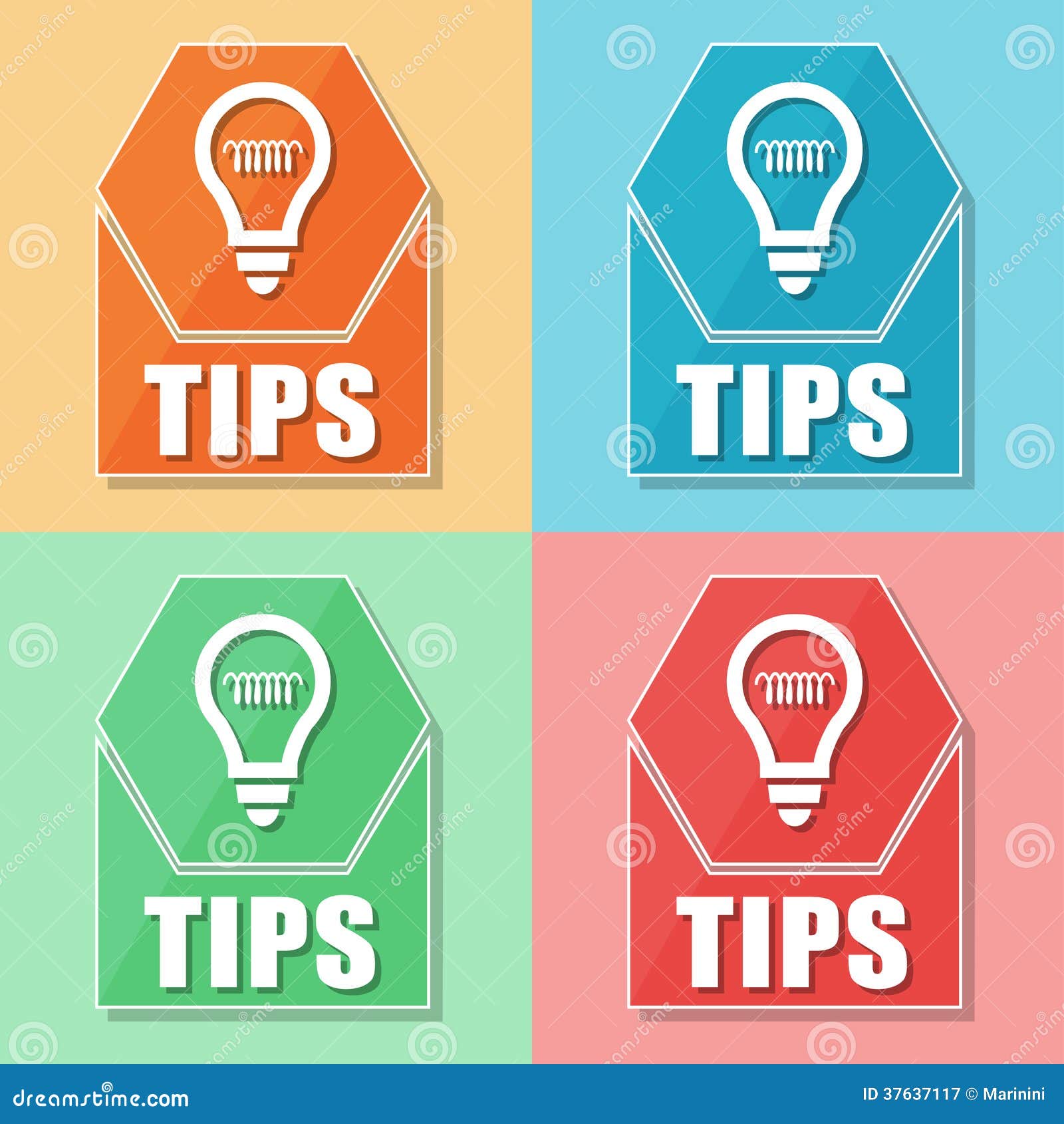 Tips and Bulb Symbol, Four Colors Web Icons Stock Illustration ...