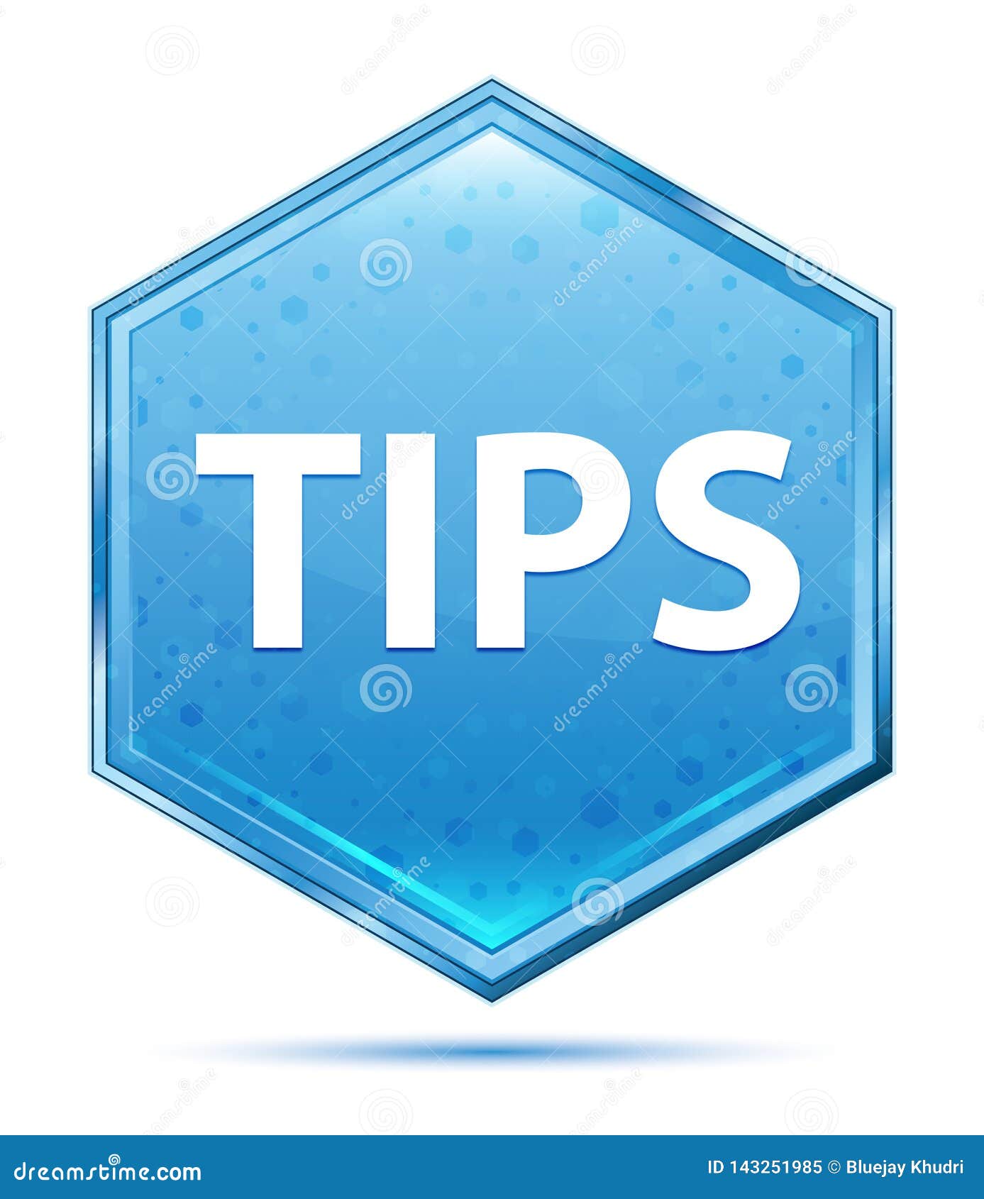 Tips Crystal Blue Hexagon Button Stock Illustration - Illustration of ...
