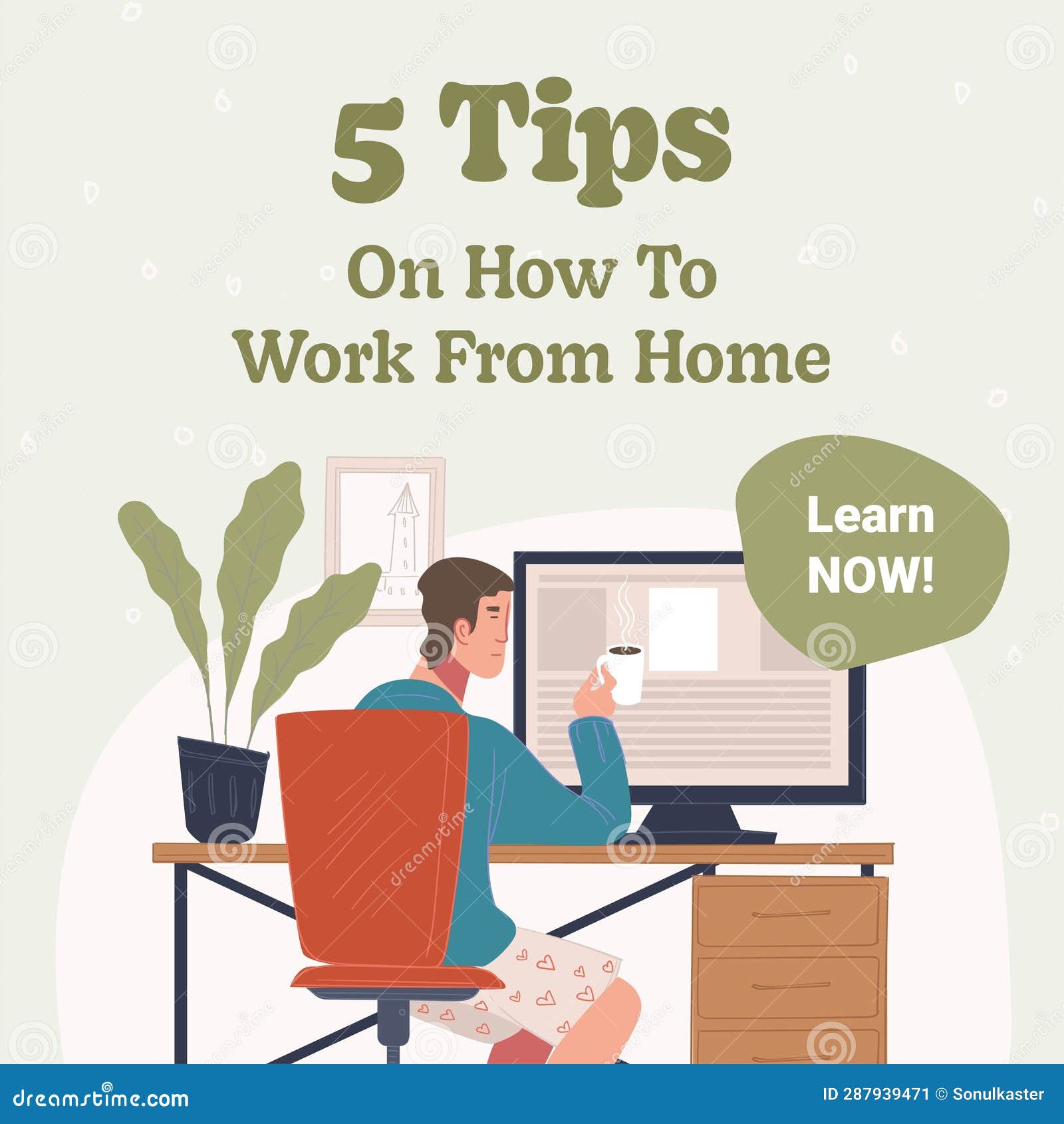 Tips on How To Work from Home, Learn Now, Courses Stock Vector ...