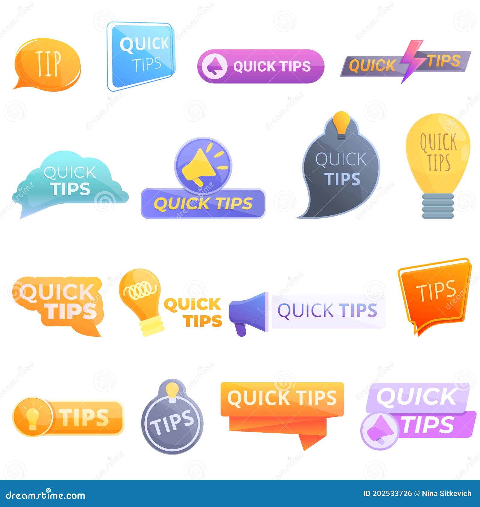 Tips Icons Set, Cartoon Style Stock Vector - Illustration of ...