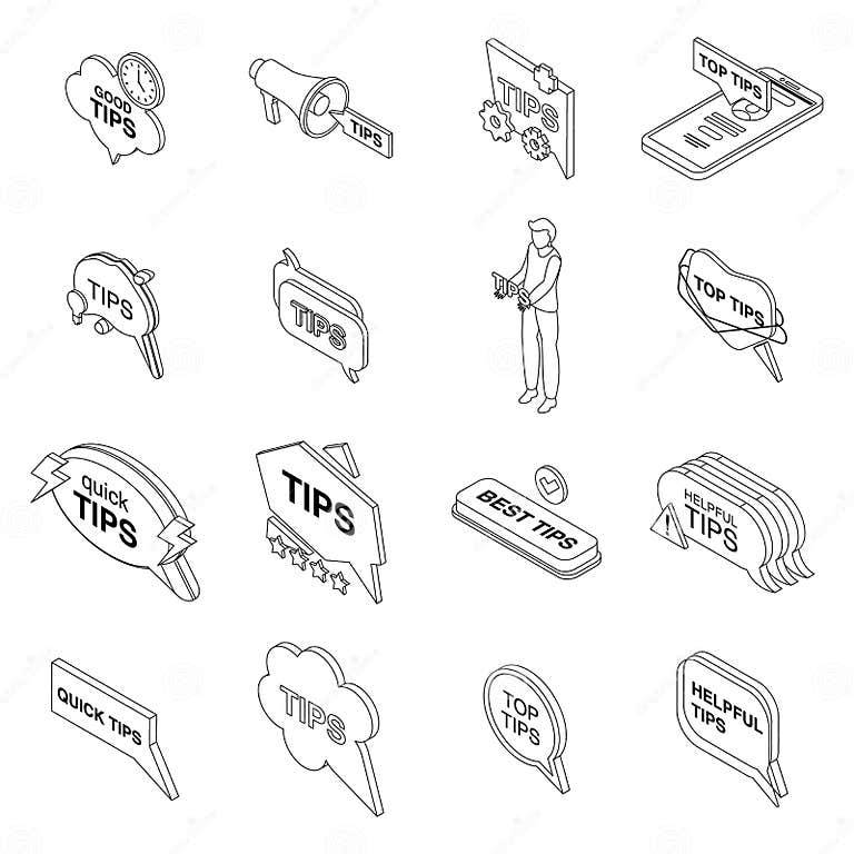 Tips Icons Set Vector Outline Stock Vector - Illustration of idea ...