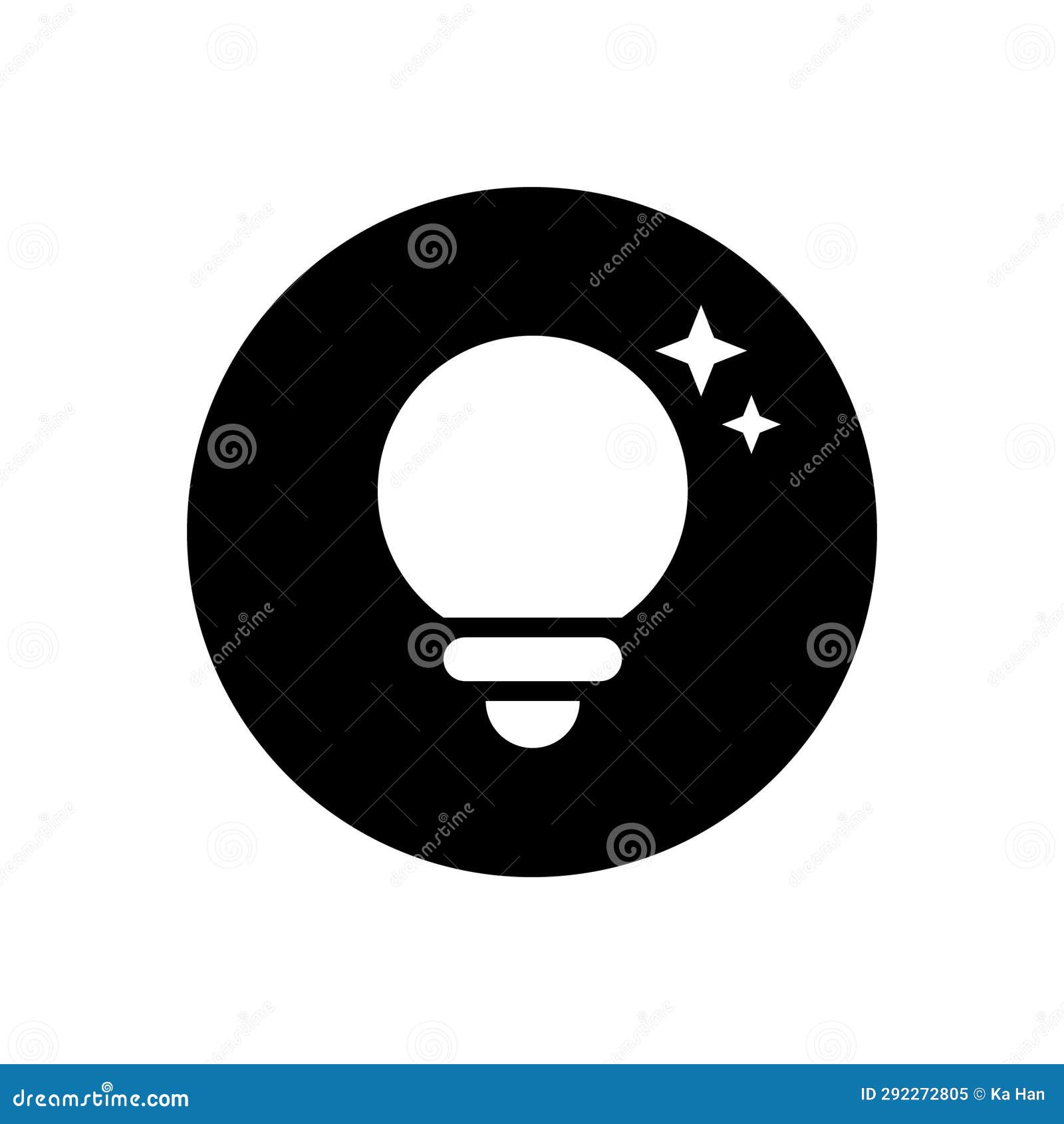 Tips Light Bulb Icon Vector in Black Circle. Solution, Lamp with Star ...