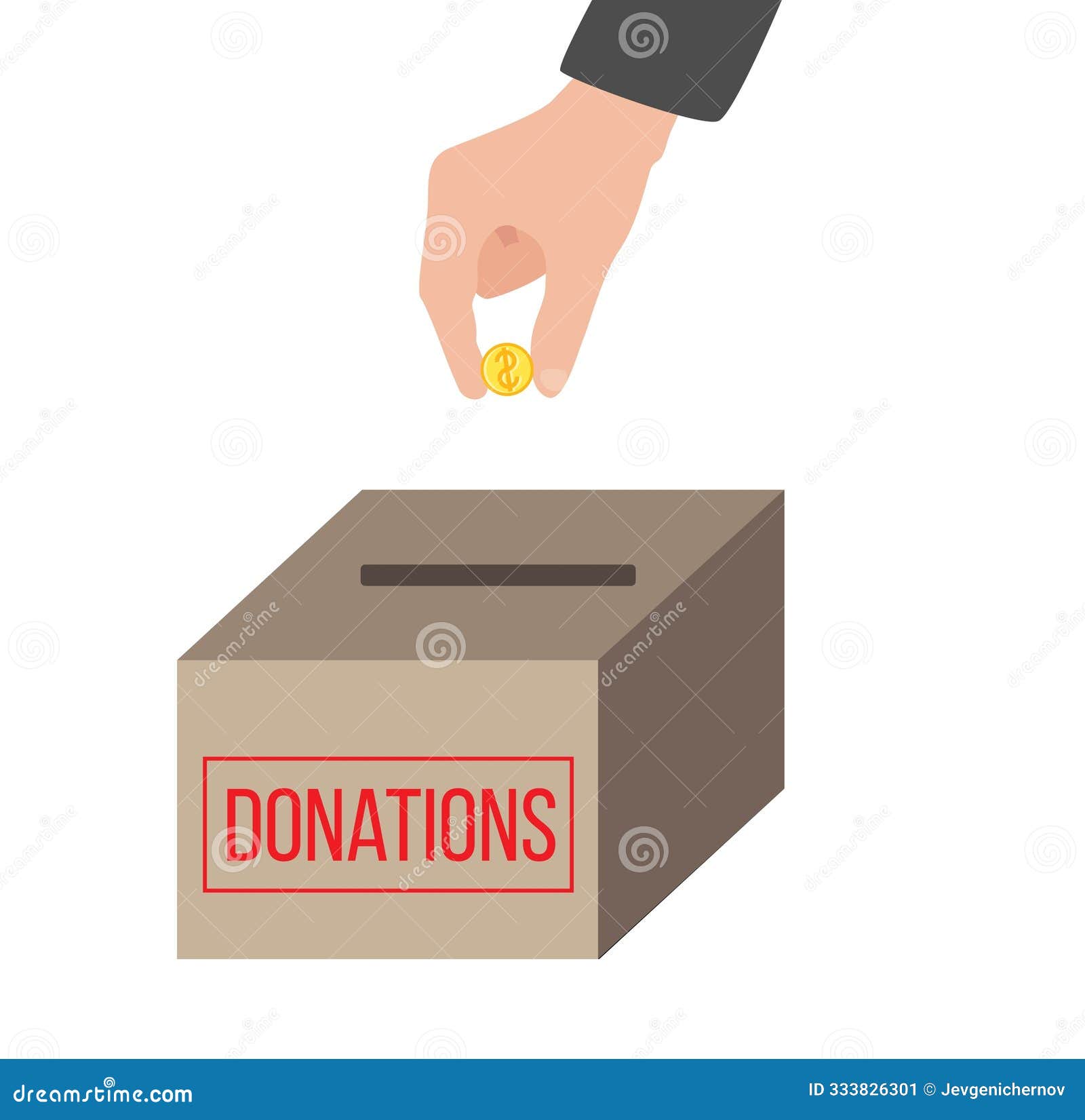Hand of Businessman Throwing a Donation Coin into the Box Stock ...