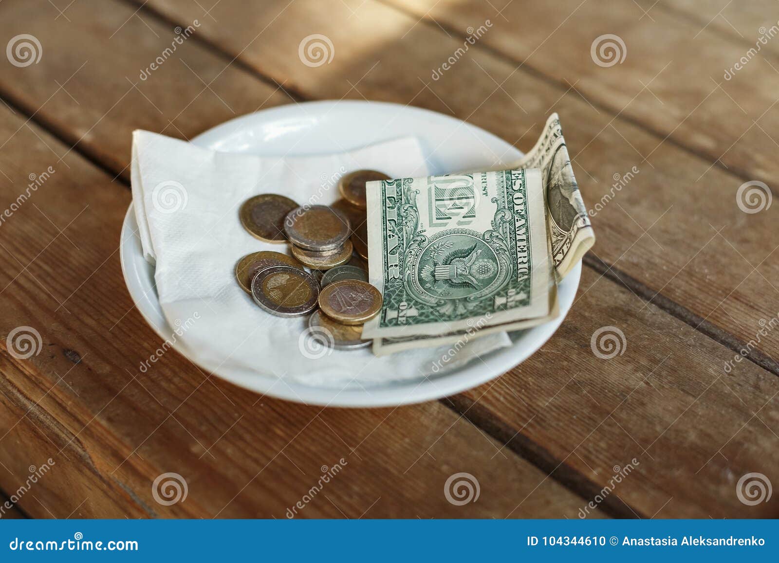 TIPS, Money Left on Table for Server Stock Photo - Image of fast, pile ...