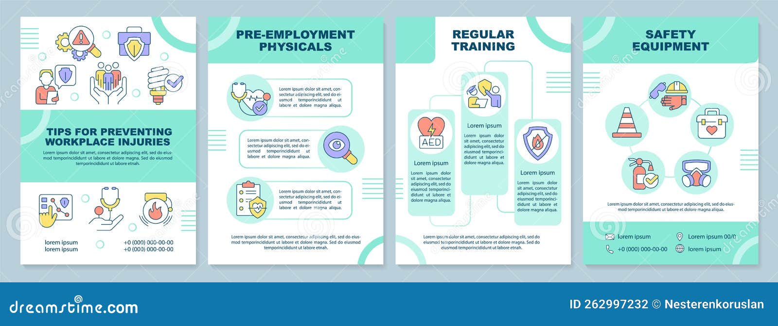 Tips for Preventing Workplace Injuries Blue Brochure Template Stock ...