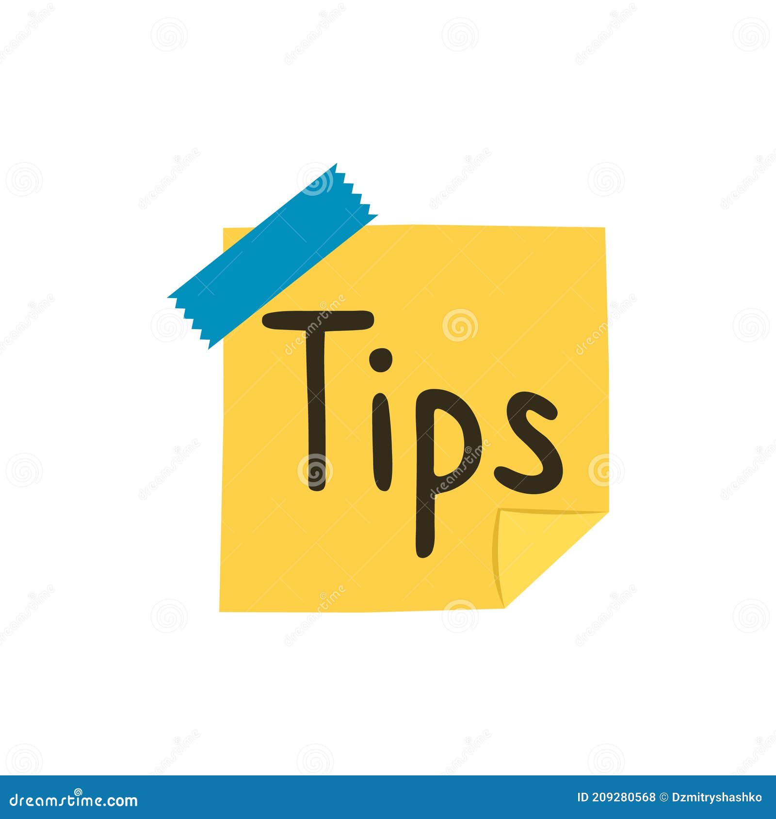 Tips Sticky note icon. stock vector. Illustration of text - 209280568