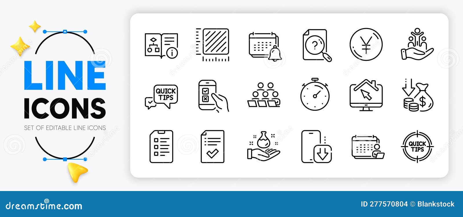 Tips Technical Algorithm And Quick Tips Line Icons For Web App Vector Stock Vector