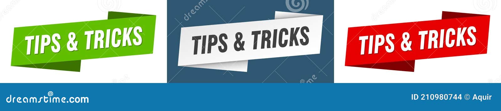Tips & Tricks Banner. Tips & Tricks Ribbon Label Sign Set Stock Vector ...