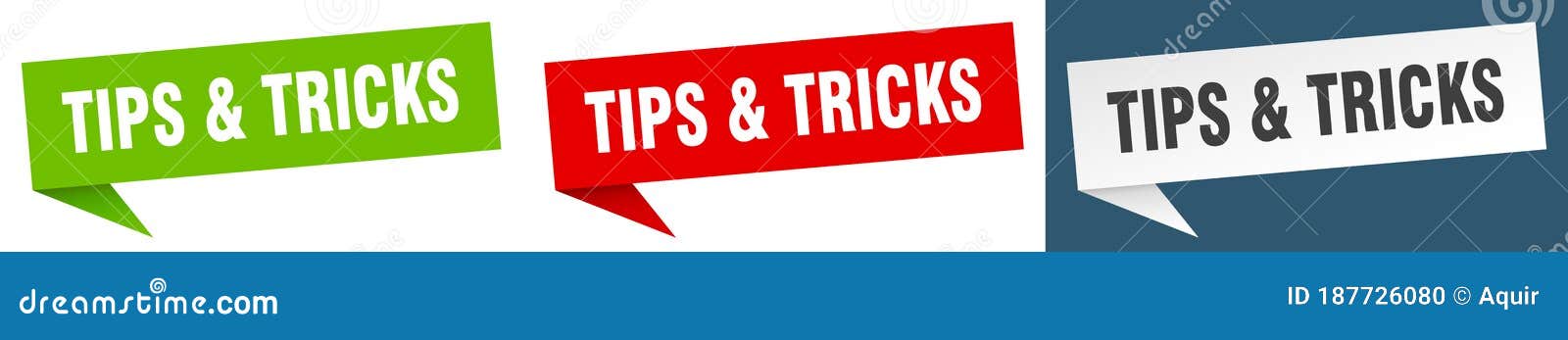 Tips & Tricks Banner. Tips & Tricks Speech Bubble Label Set Stock ...