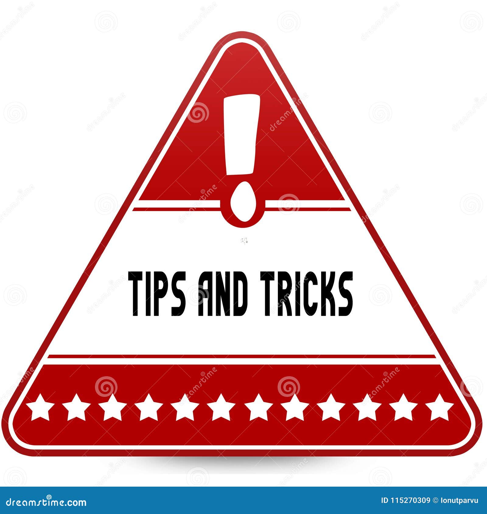 TIPS and TRICKS on Red Triangle Road Sign. Stock Illustration ...