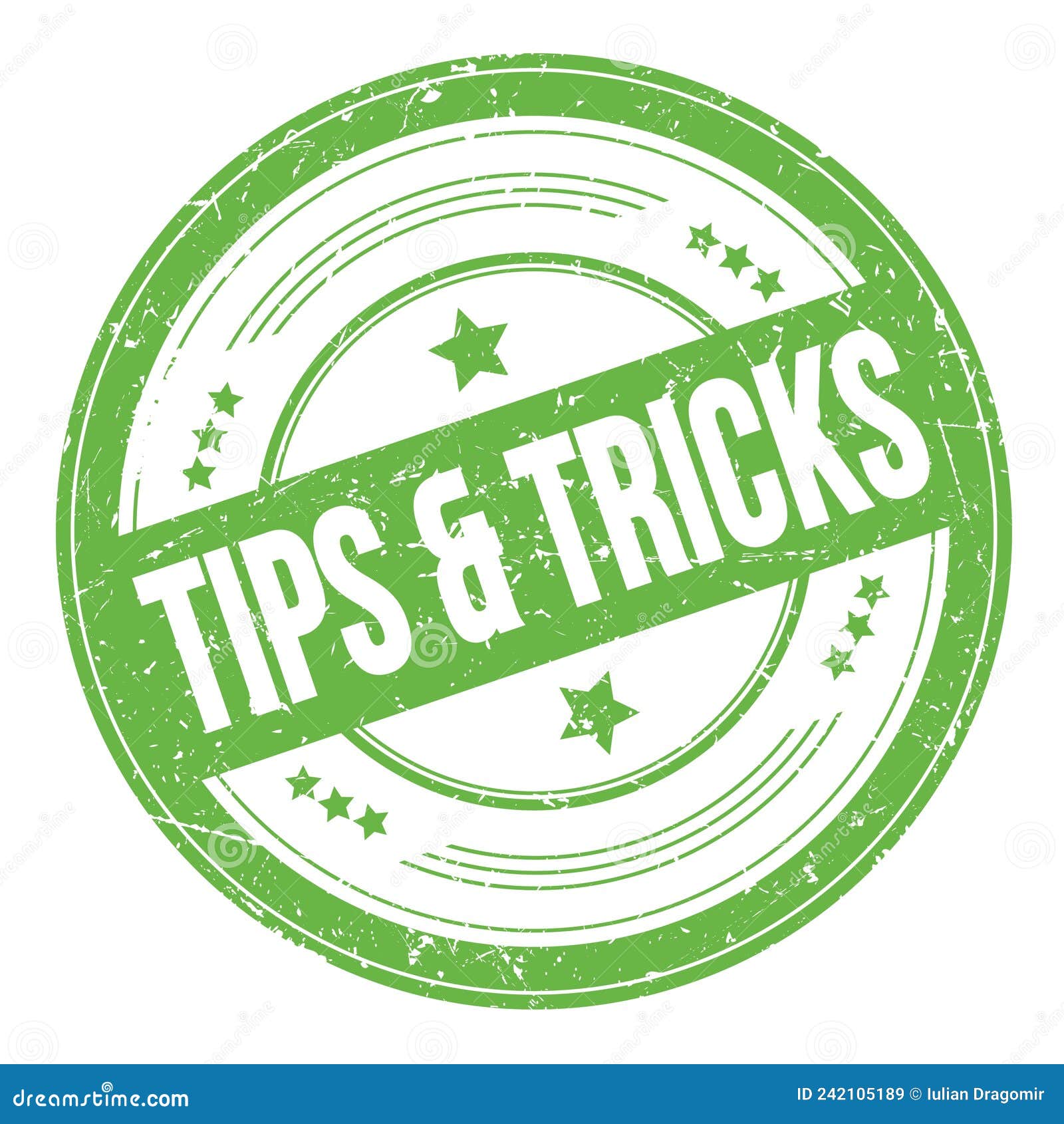 TIPS & TRICKS Text on Green Round Grungy Stamp Stock Illustration ...