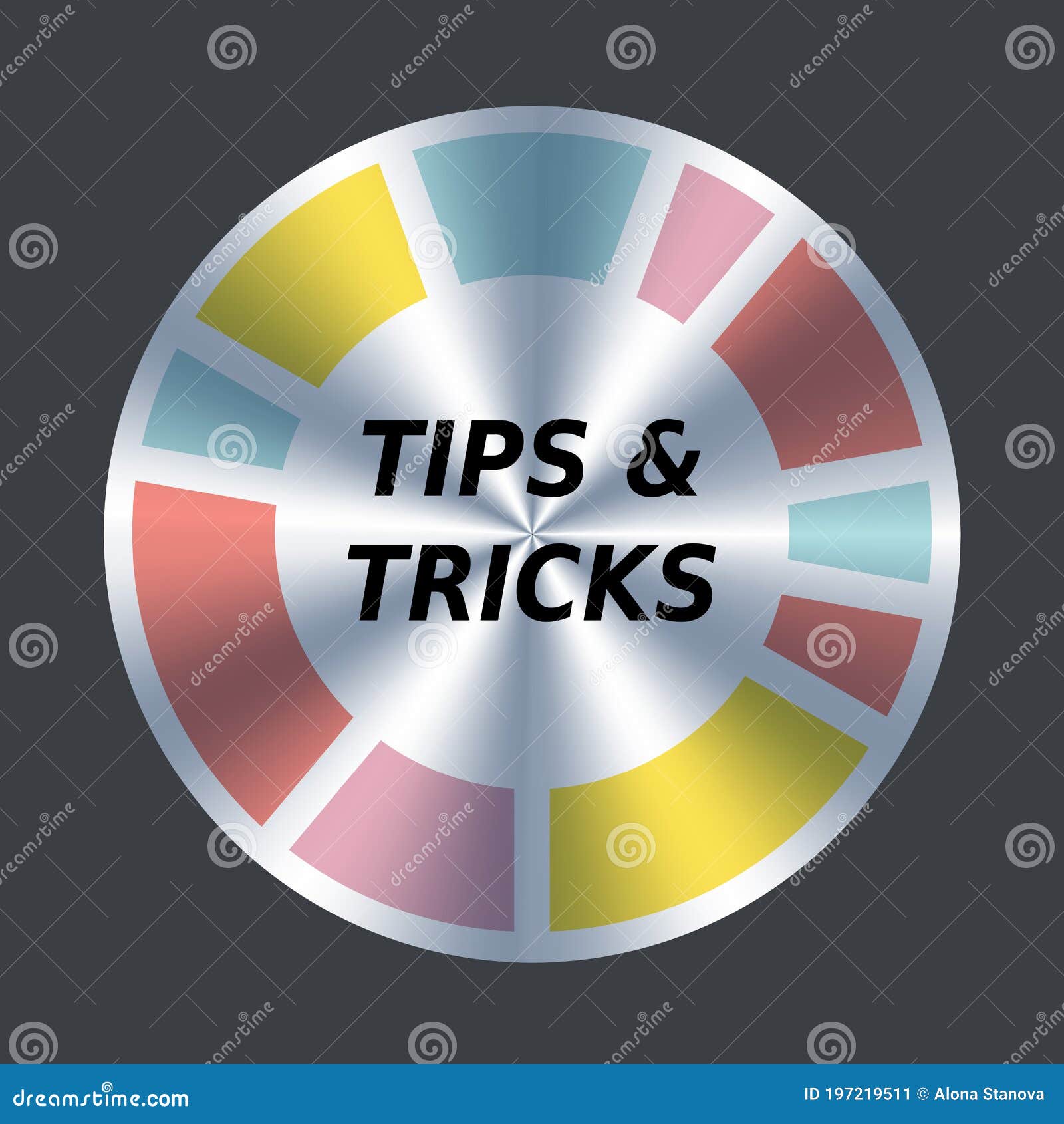 Tips and Tricks Web Button. Vector Round Metallic and Color Icon Stock ...
