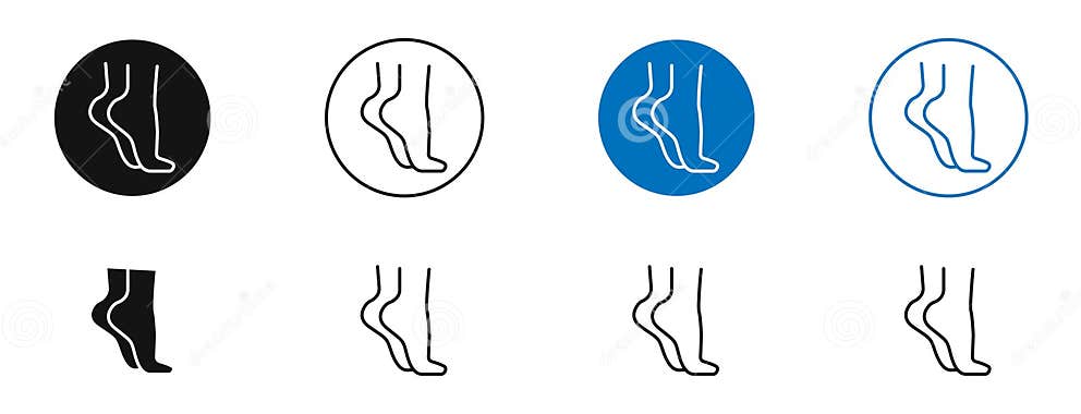 Tiptoe Feet Thin Line Vector Icon Set Stock Vector - Illustration of ...
