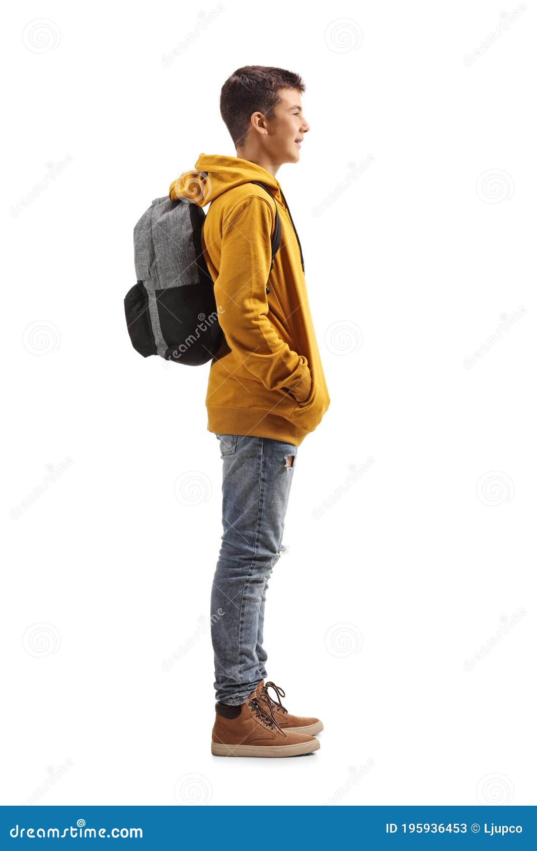 Tir Intégral De Profil D'un étudiant Dans Un Mâle Adolescent Capuche ... Tir Intégral De Profil D'un étudiant Dans Un Mâle Adolescent Capuche ...