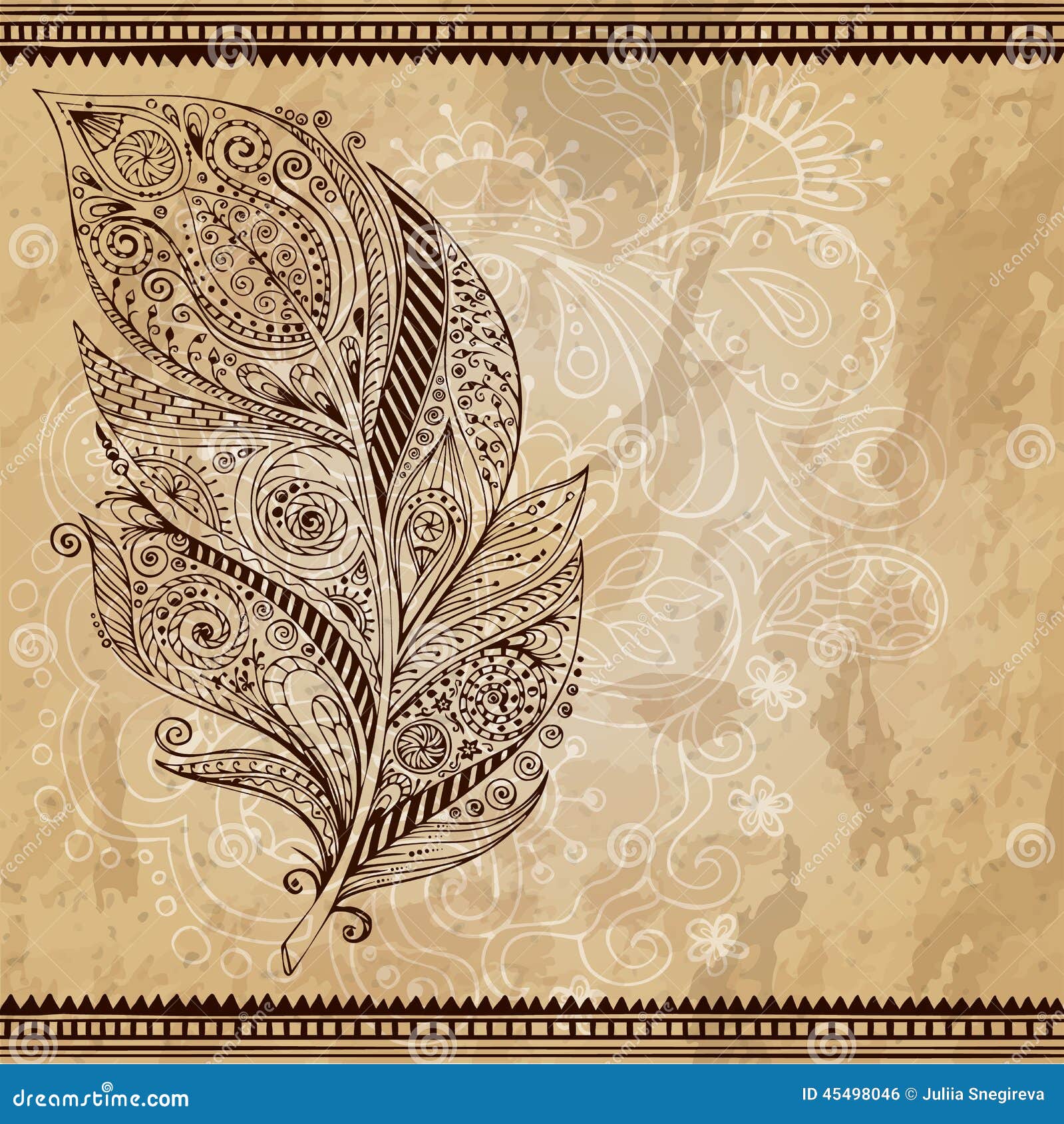 Tirado Artisticamente, Estilizado, Vector Tribal Ilustração do Vetor ...