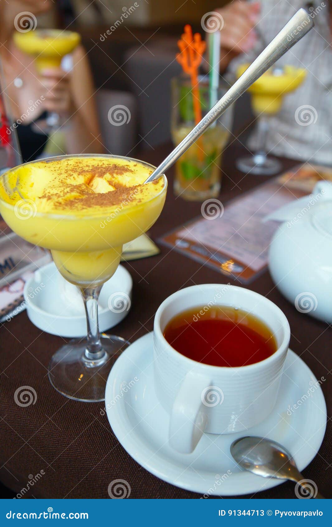 Tiramisu dessert and tea stock image. Image of cream - 91344713