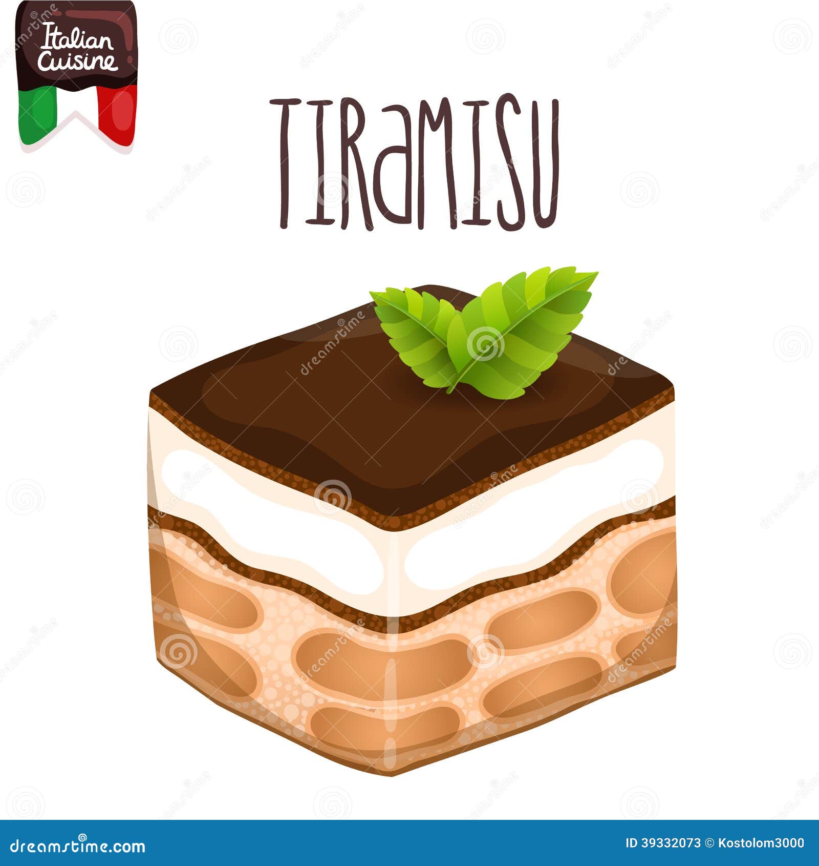 Tiramisu. Italian Food Vector Illustration. Stock Vector - Illustration ...