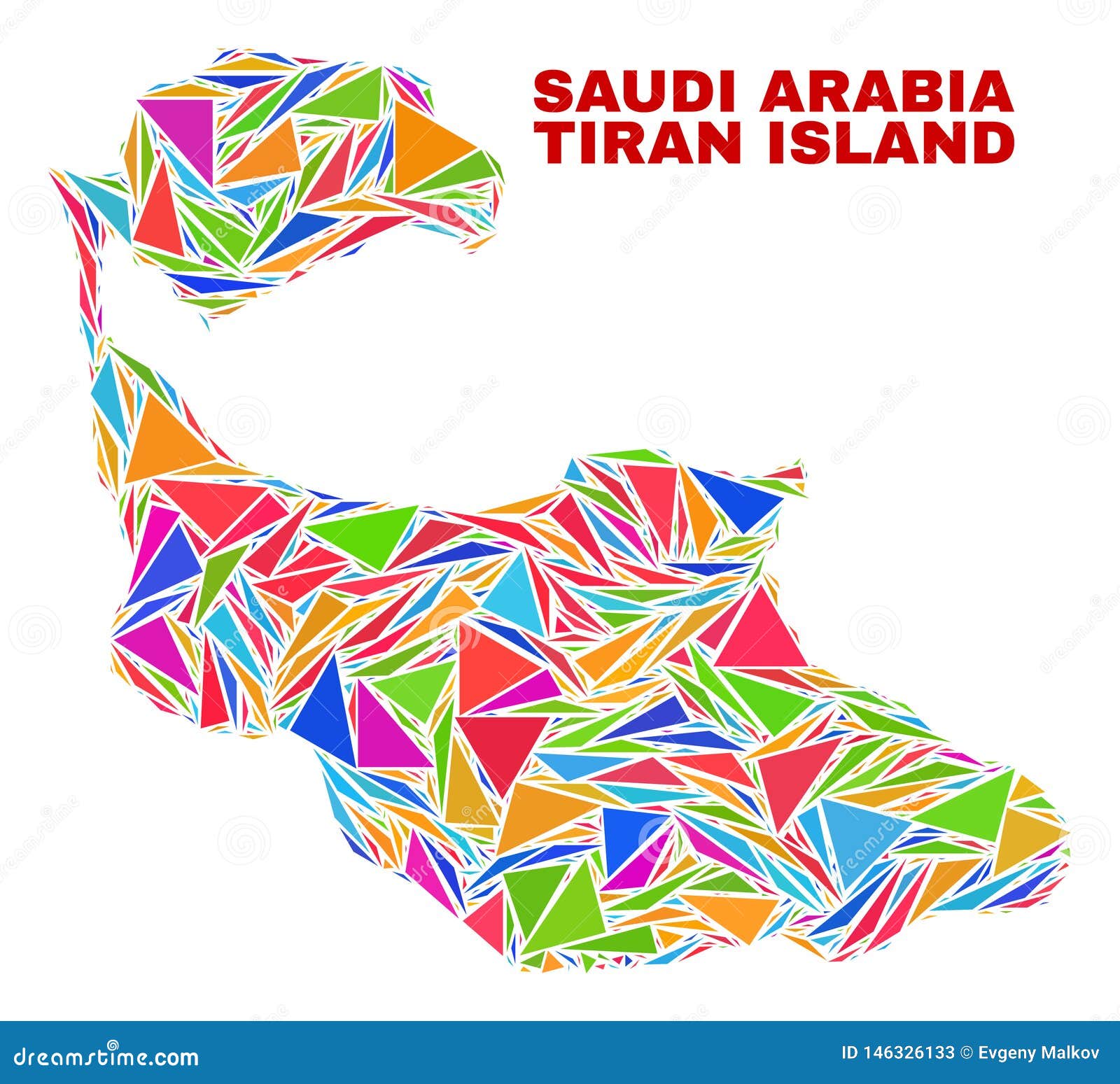 Tiran Island Map - Mosaic of Color Triangles Stock Vector ...