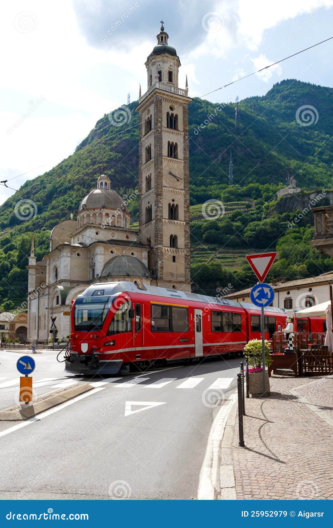 Tirano, Italy stock image. Image of famous, street, cathedral - 25952979