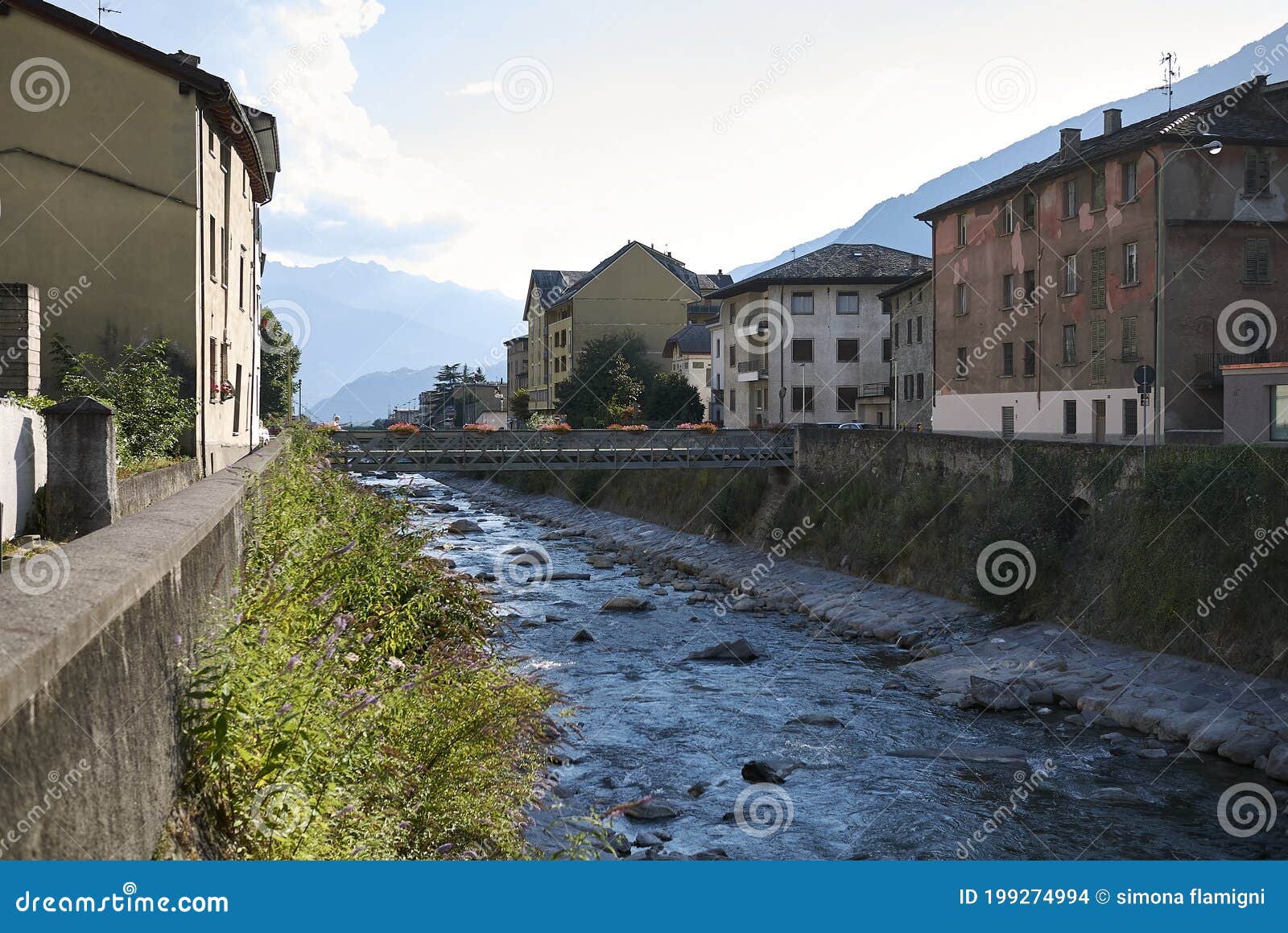 View of Adda River in Tirano Editorial Stock Image - Image of italian ...