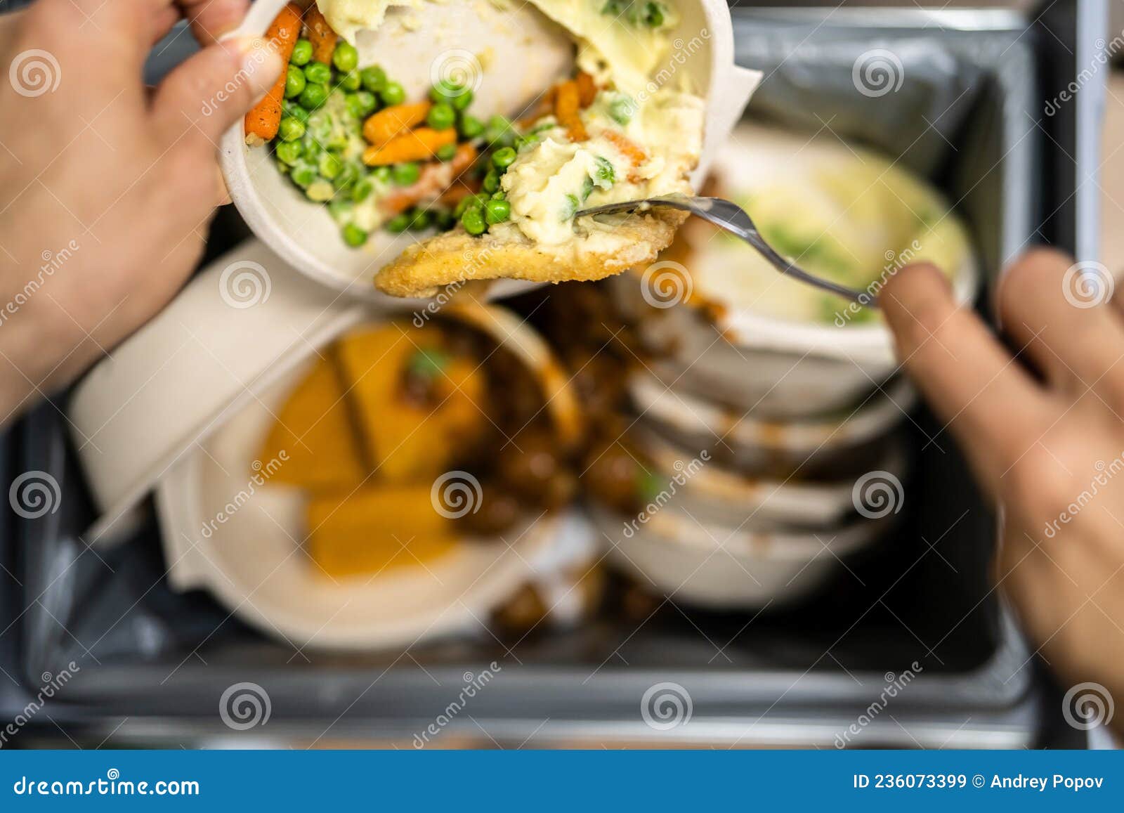 Tirar La Comida Sobrante a La Basura Imagen de archivo - Imagen de ...