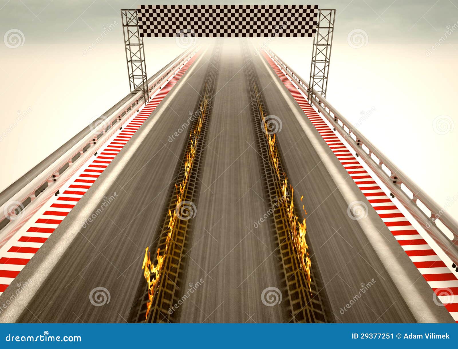 Tire Burning on Race Circuit Finish Line Stock Illustration ...