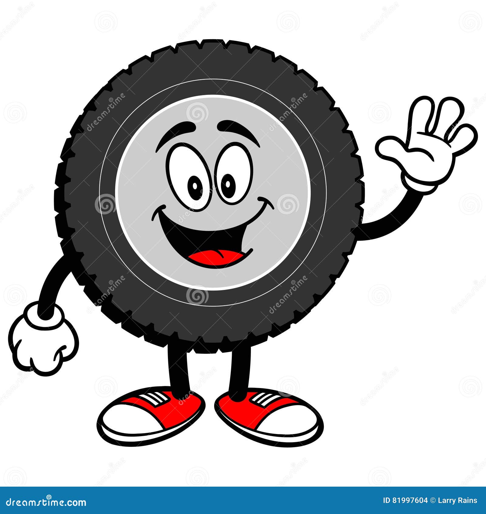 Tire Cartoon Running With A Trophy | CartoonDealer.com #81996429