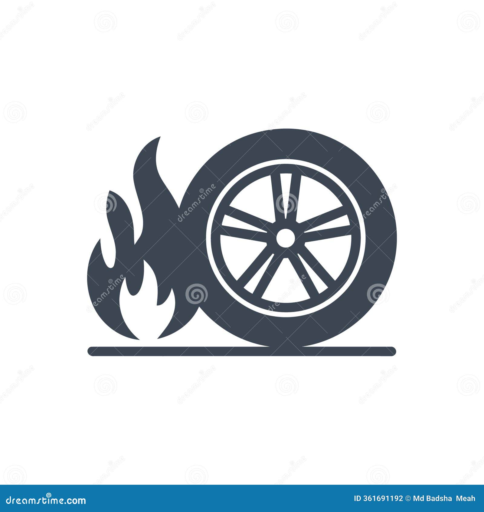 Tire on Fire Icon stock vector. Illustration of flame - 361691192