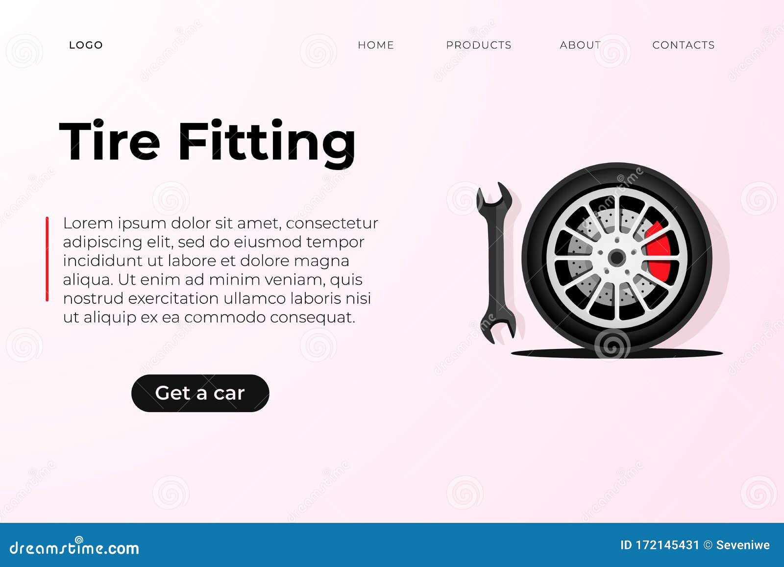 Tire Fitting Service Design Template with Realistic Wheel Illusrtation ...