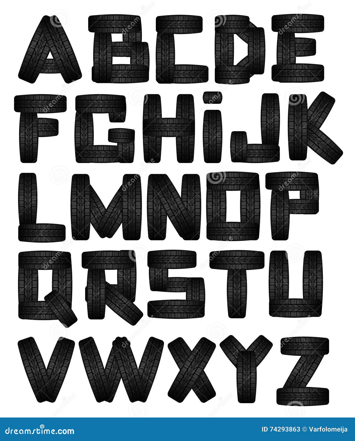 Tire Font on White Background. Vector Alphabet Stock Vector ...