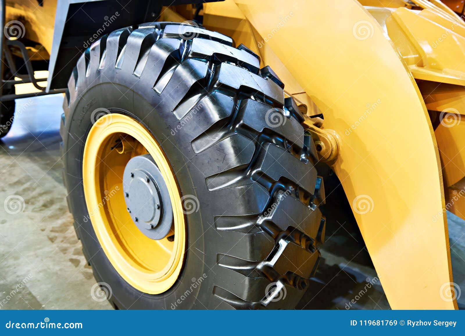 Tire of front loader stock image. Image of black, machine - 119681769
