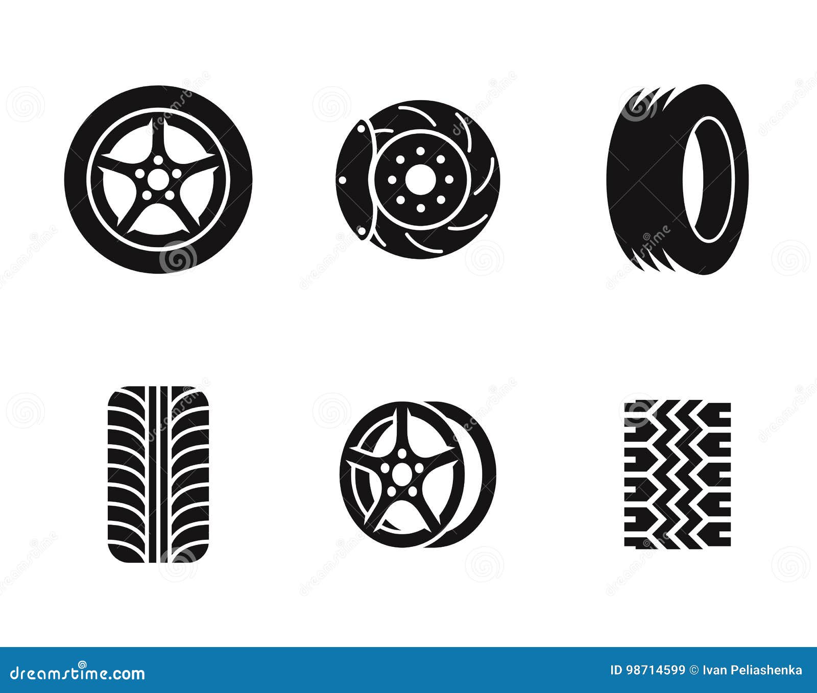Tire icons set stock illustration. Illustration of auto - 98714599
