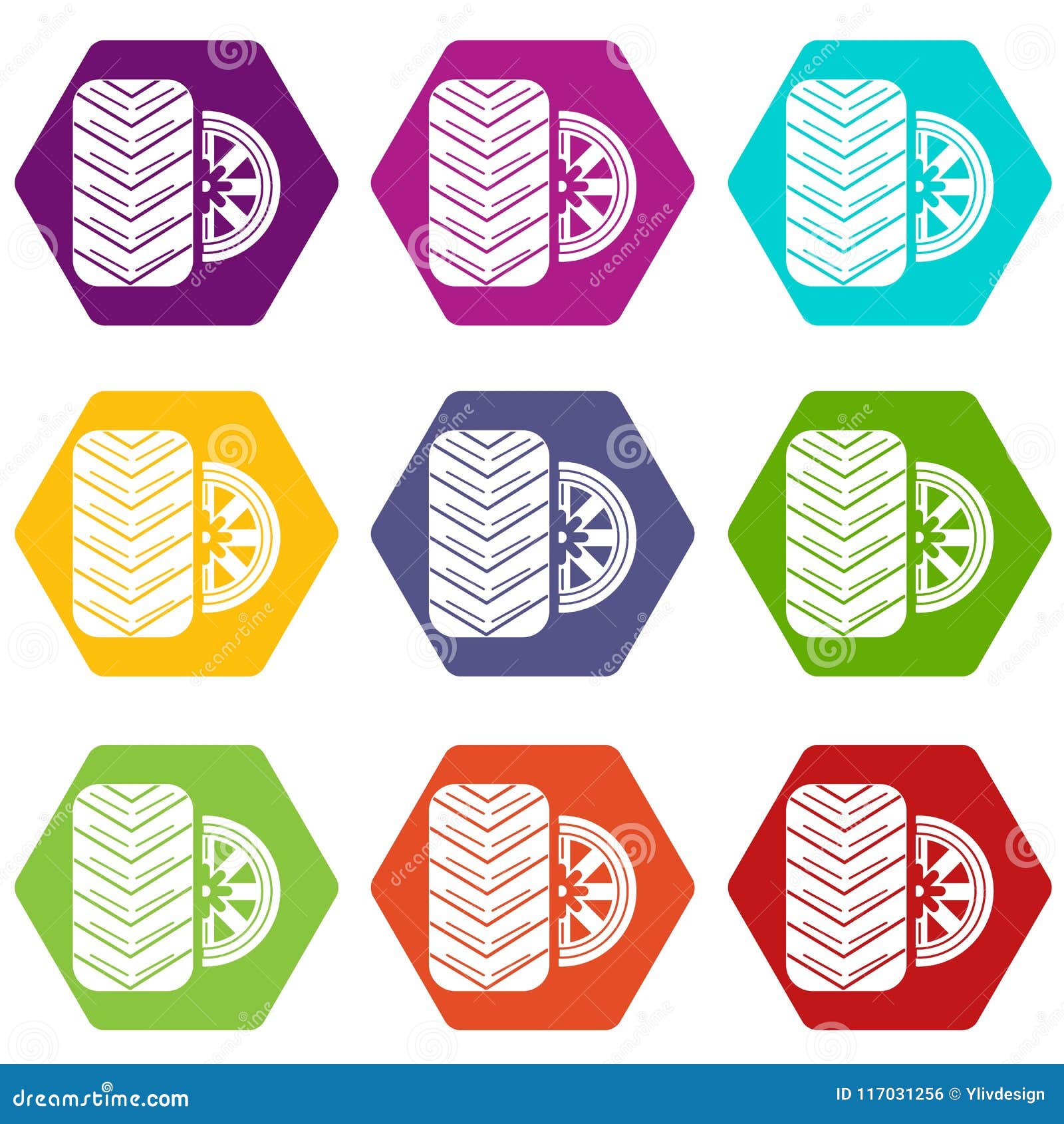 Tire icons set 9 vector stock vector. Illustration of icon - 117031256