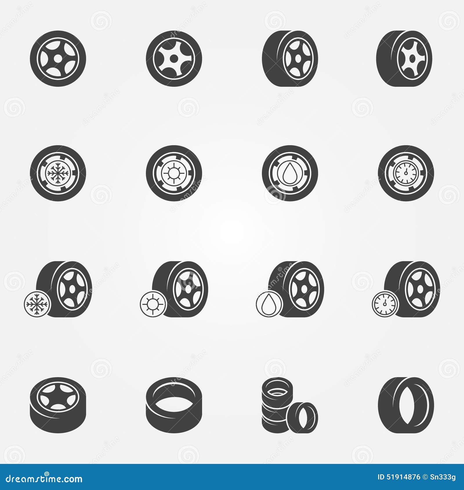 Tire icons vector set stock vector. Illustration of graphic - 51914876