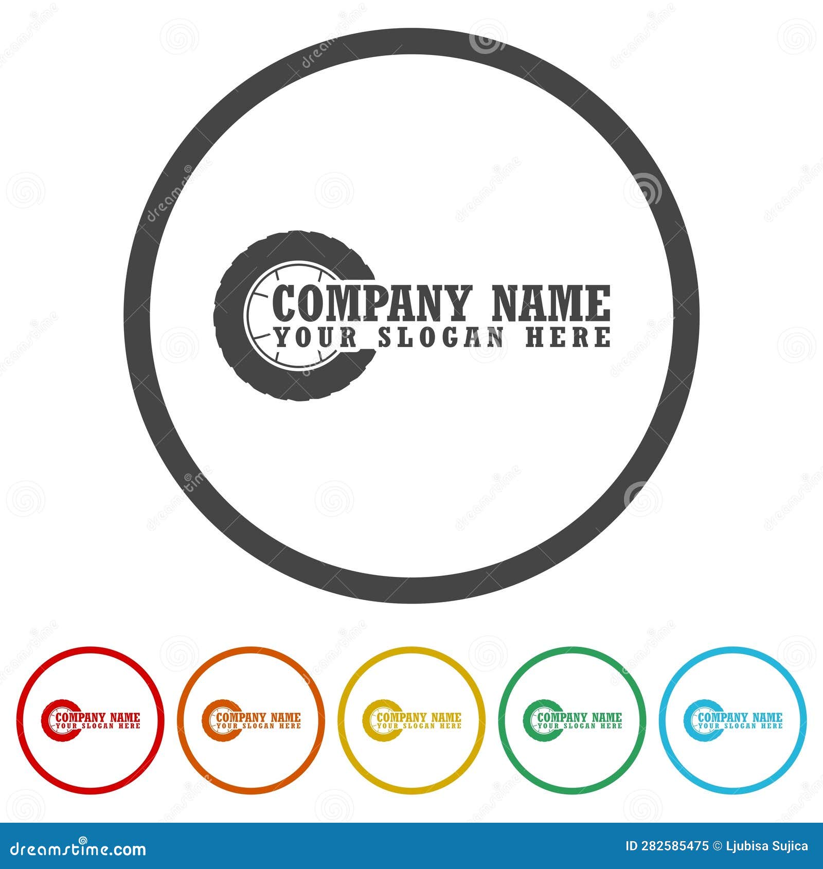 Tire Logo Icon Template. Set Icons in Color Circle Buttons Stock Vector ...